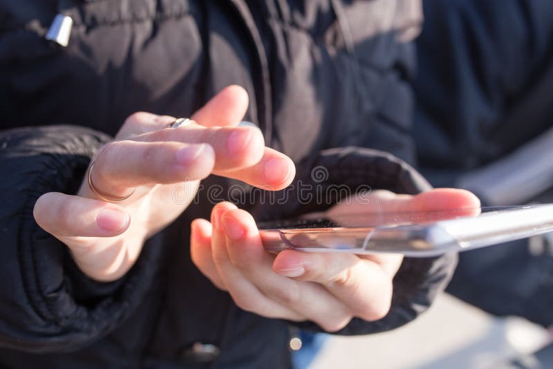 Cell Phone in the Hands of Man Stock Photo - Image of mobile ...