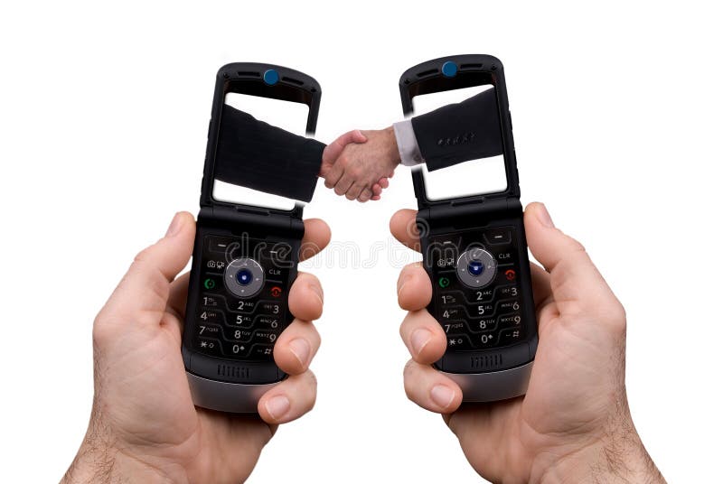 Cell phone Handshake stock photo. Image of good, communication - 2160568