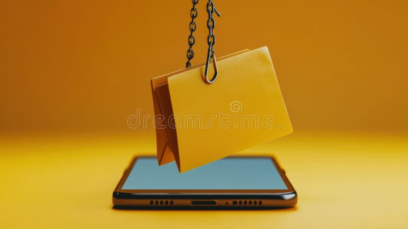 A Cell Phone Hanging from a Chain with a Wallet Attached To it Stock ...