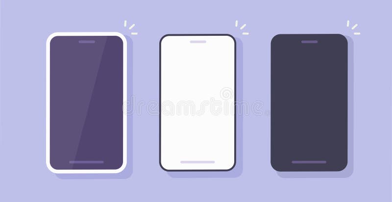 Cell Phone Icon Blank Frame Mockup Design Flat Front Vector Set, Mobile ...