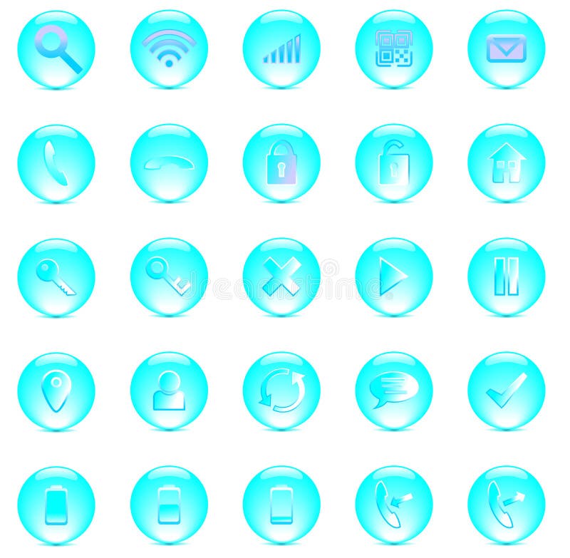 Cell Phone Icons Collection Set Crystal Ball 3d Illustration Stock ...