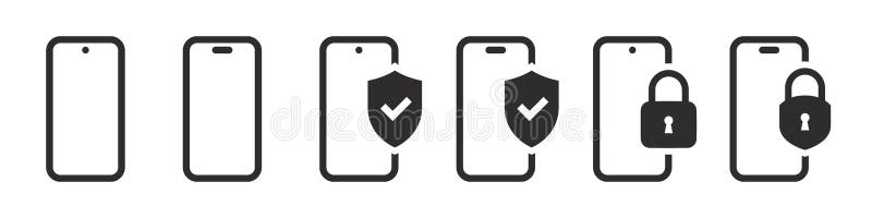 Cell Phone Icons. Mobile Phone Security Icons. Phone Icons Stock Vector ...