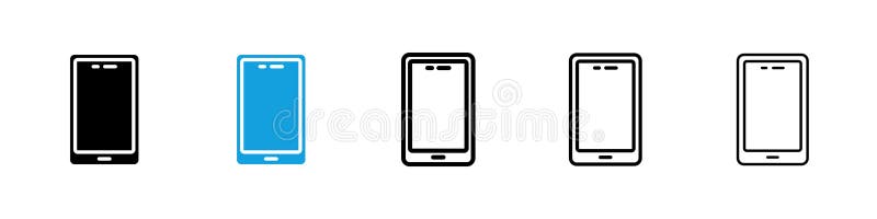 Cell Phone Line Icon Isolated on White Background Stock Vector ...