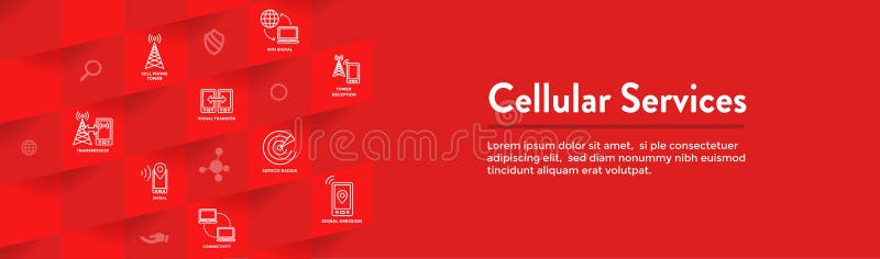 Cell Phone Location Services with Web Header and Icons Set Stock Vector ...