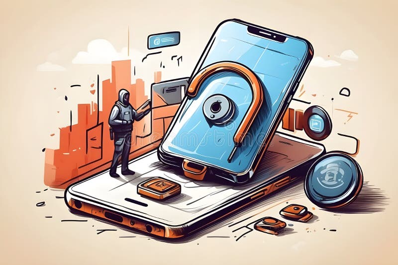 Mobile Banking Privacy, Security, Trust Concept Stock Illustration ...