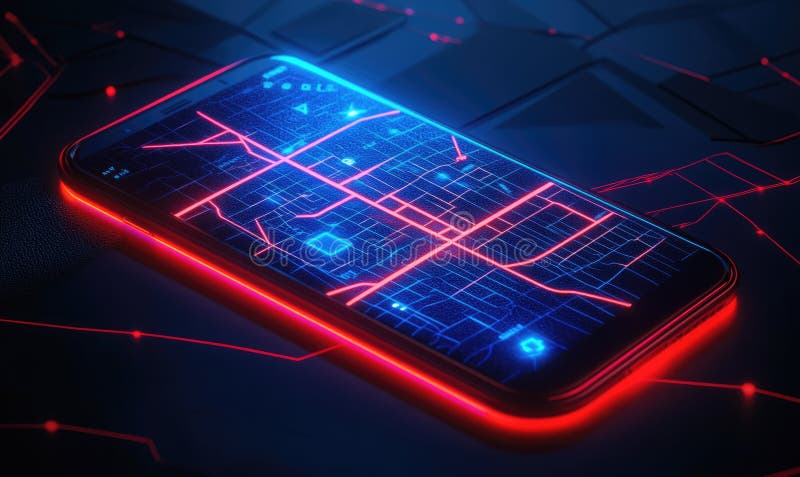 A Cell Phone with a Map of a City on it Stock Illustration ...