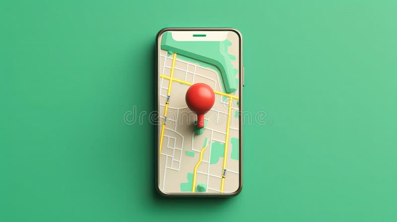 Cell Phone with Map and Location Icon. Generative AI Stock Image ...