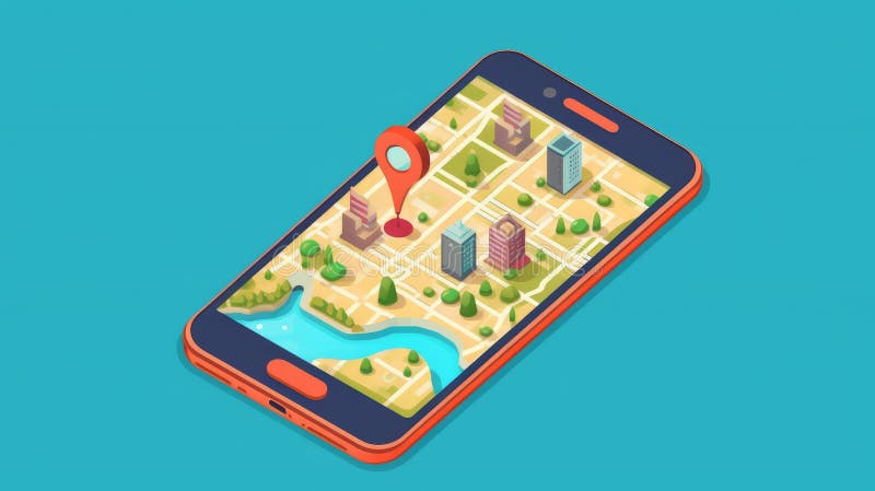 Cell Phone with Map and Location Icon. Generative AI Stock Photo ...