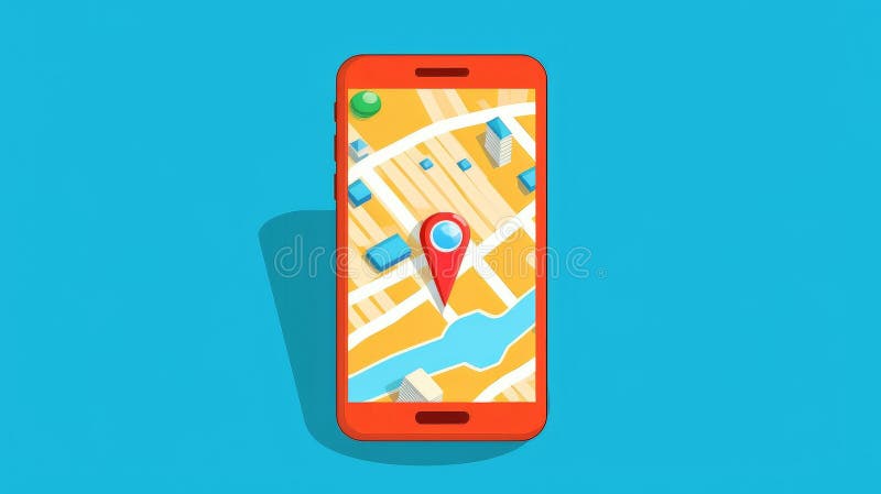 Cell Phone with Map and Location Icon. Generative AI Stock Image ...