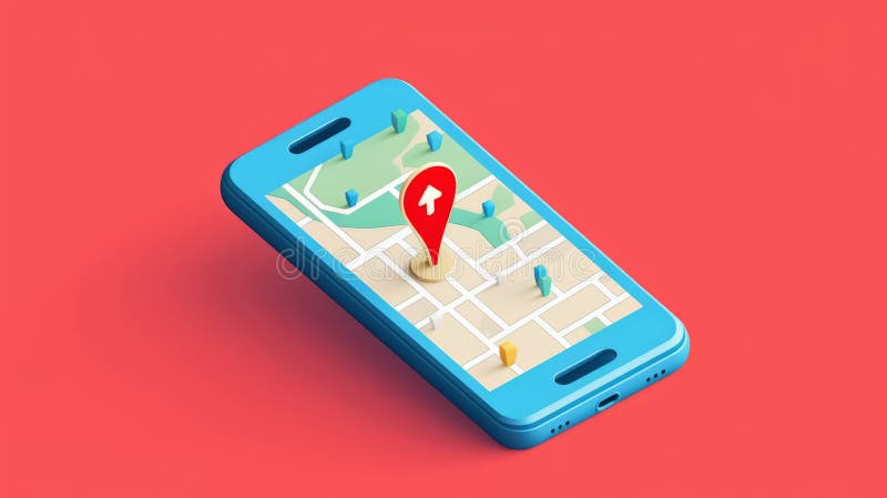 Cell Phone with Map and Location Icon. Generative AI Stock Photo ...
