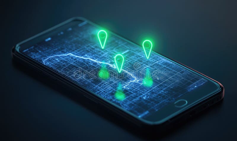 A Cell Phone with a Map on the Screen Stock Illustration - Illustration ...