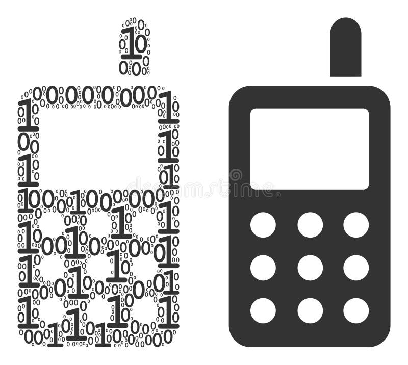 Cell Phone Mosaic of Binary Digits Stock Vector - Illustration of ...
