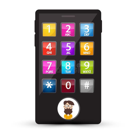 Cell Phone with Numbers and Man Avatar on Screen. Stock Vector ...