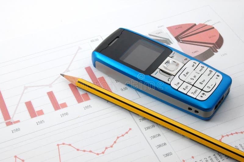 Cell Phone Over Business Chart Stock Image - Image of mobile, chart ...