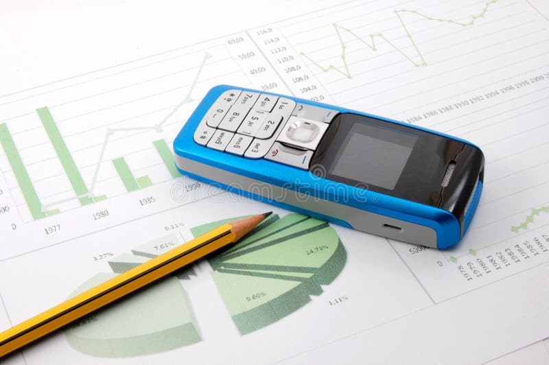 Cell Phone Over Business Chart Stock Image - Image of finance ...