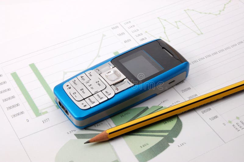 Cell Phone Over Business Chart Stock Photo - Image of business, economy ...
