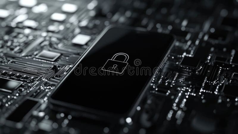 Cell Phone with Padlock stock illustration. Illustration of digital ...
