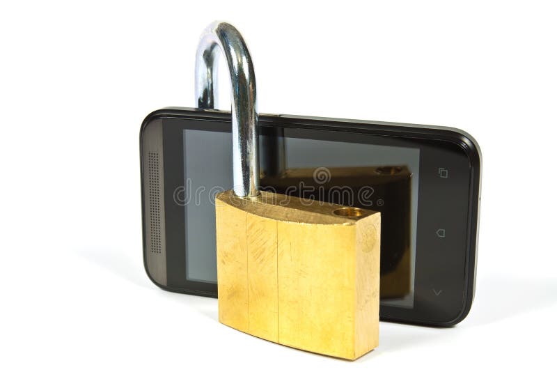Cell phone and padlock stock photo. Image of encryption - 43684928