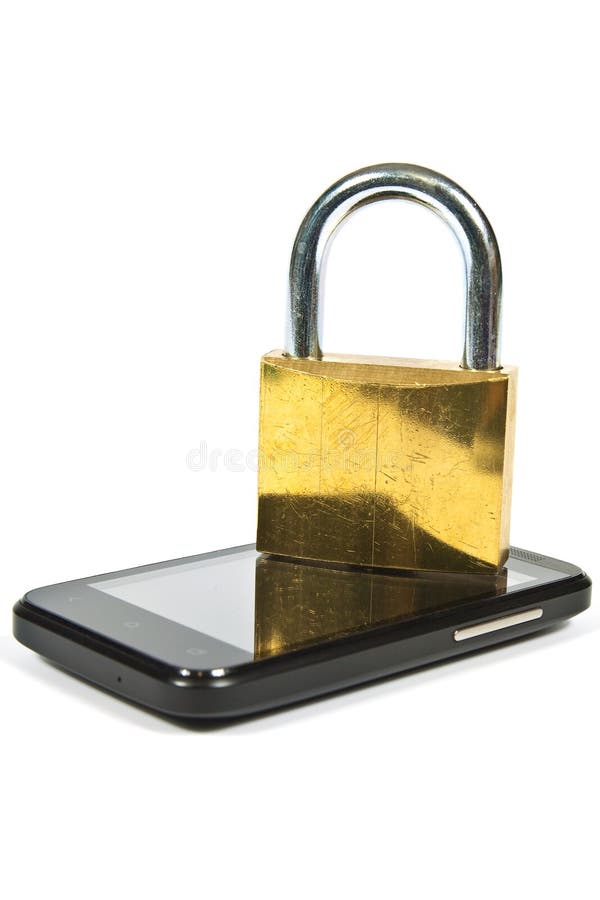 Cell phone and padlock stock image. Image of internet - 43684933