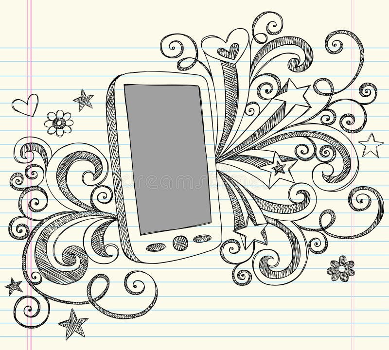 Cell Phone Sketchy Doodles PDA Vector Stock Vector - Illustration of ...