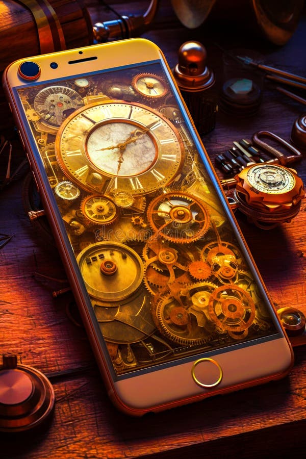 Cell Phone with Picture of Clock on the Back of it. Generative AI Stock ...
