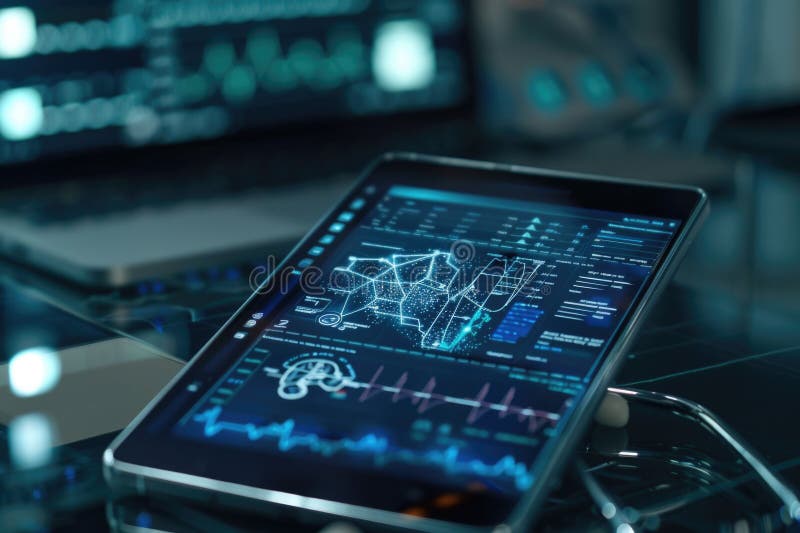 A Cell Phone Placed on a Clear Glass Surface Stock Image - Image of ...