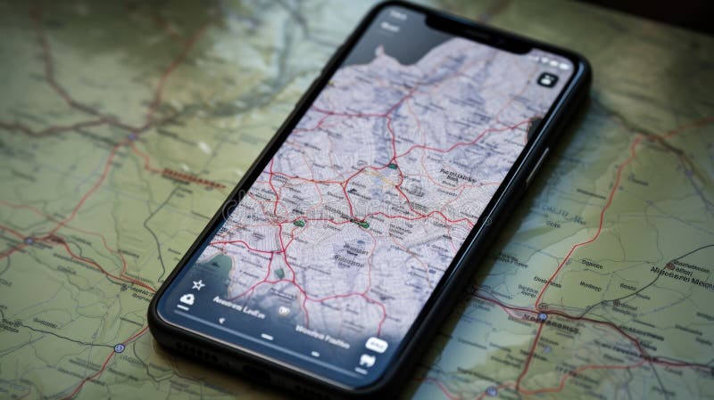A Cell Phone Placed on a Map. Perfect for Illustrating Navigation ...