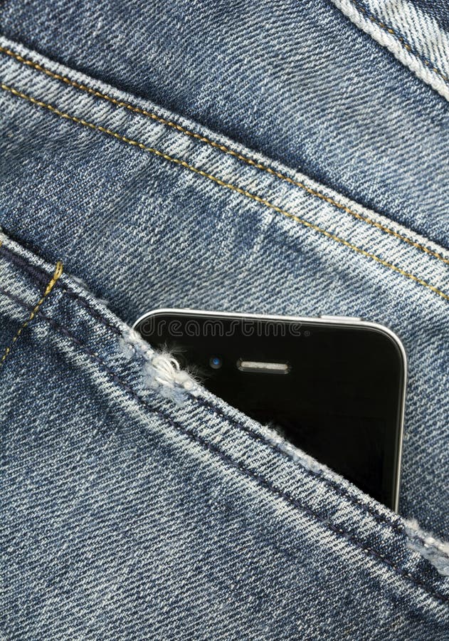 Cell phone in the pocket stock image. Image of leather - 28028315