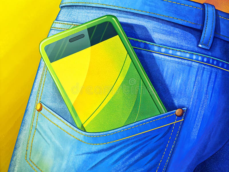 Cell Phone in Pocket, with Green Screen Visible. the Phone Fits in the ...