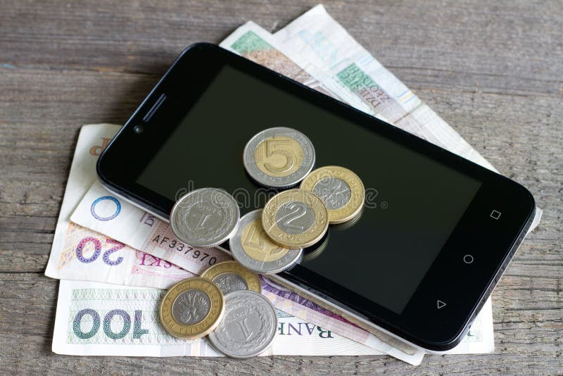 Cell Phone and Polish Money Stock Image - Image of finance, financial ...