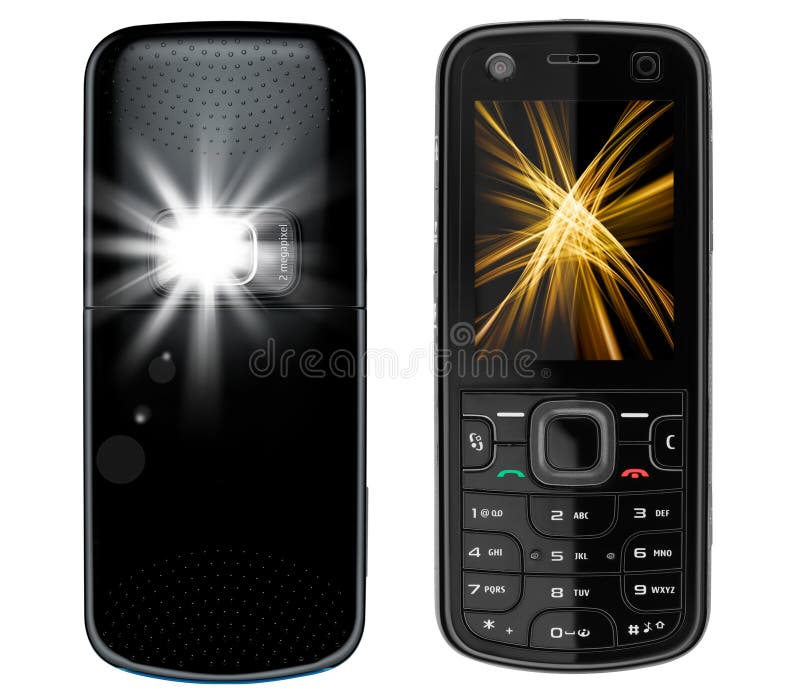 Cell Phone Recto Verso with Camera Flash on the Ba Stock Illustration ...
