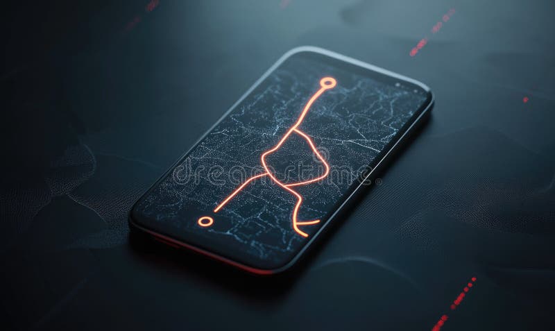 A Cell Phone with a Red Line on it Stock Illustration - Illustration of ...