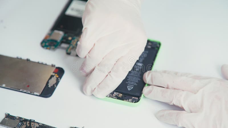 Chips and Details of the Smartphone. Disassembled Cell Phone Battery ...