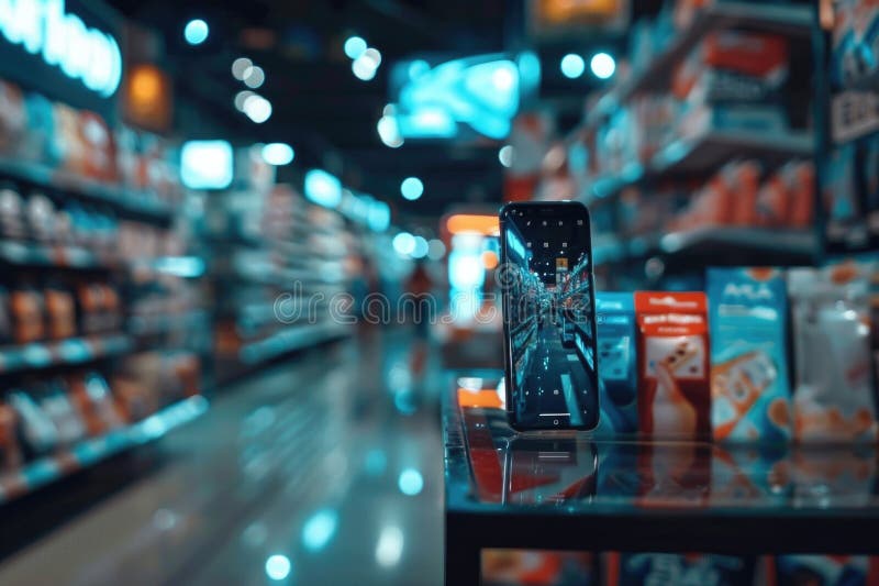 A Cell Phone Resting on a Table in a Store. Perfect for Technology or ...