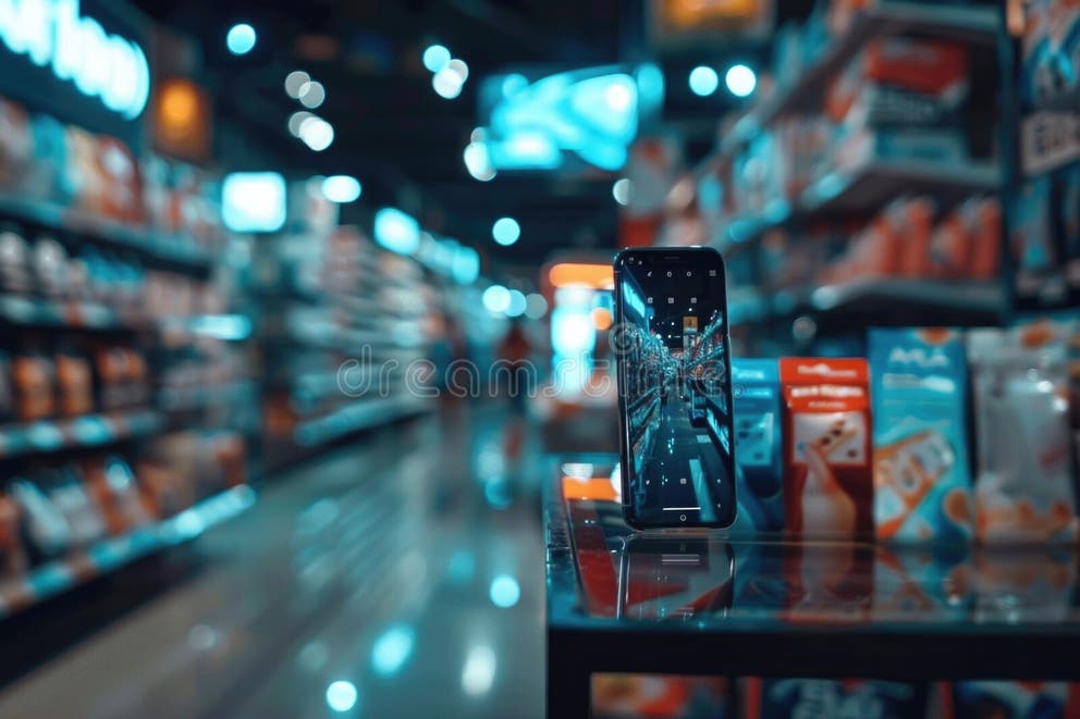 A Cell Phone Resting on a Table in a Store. Perfect for Technology or ...