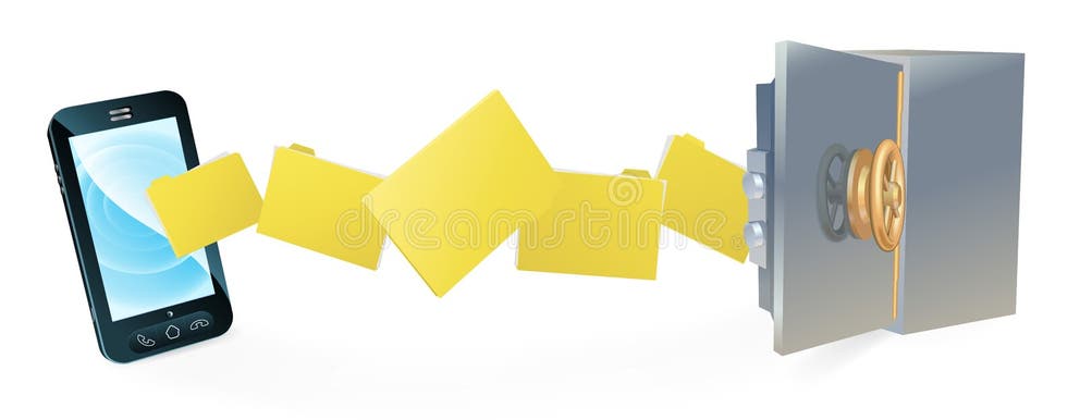 Cell Phone Safe Secure Transfer Backup Stock Vector - Illustration of ...