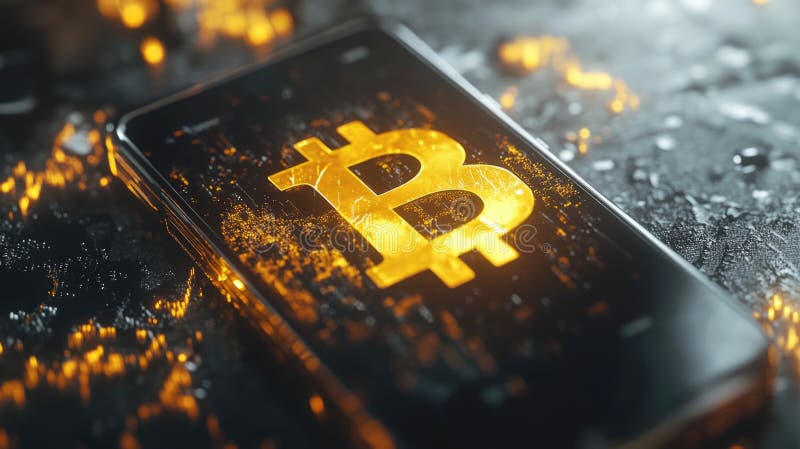 Cell Phone with Bitcoin Logo Stock Image - Image of payment, digital ...