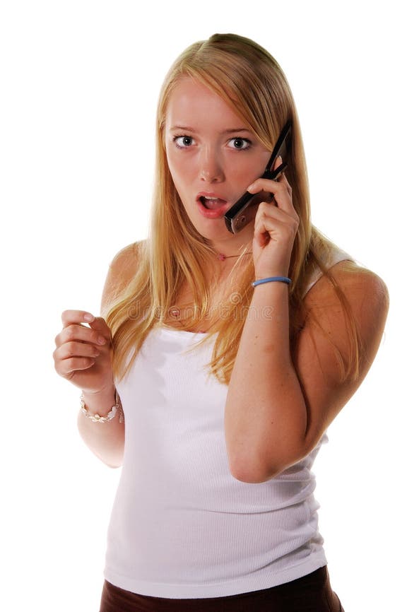 Cell Phone Shock stock image. Image of beautiful, dismay - 219997