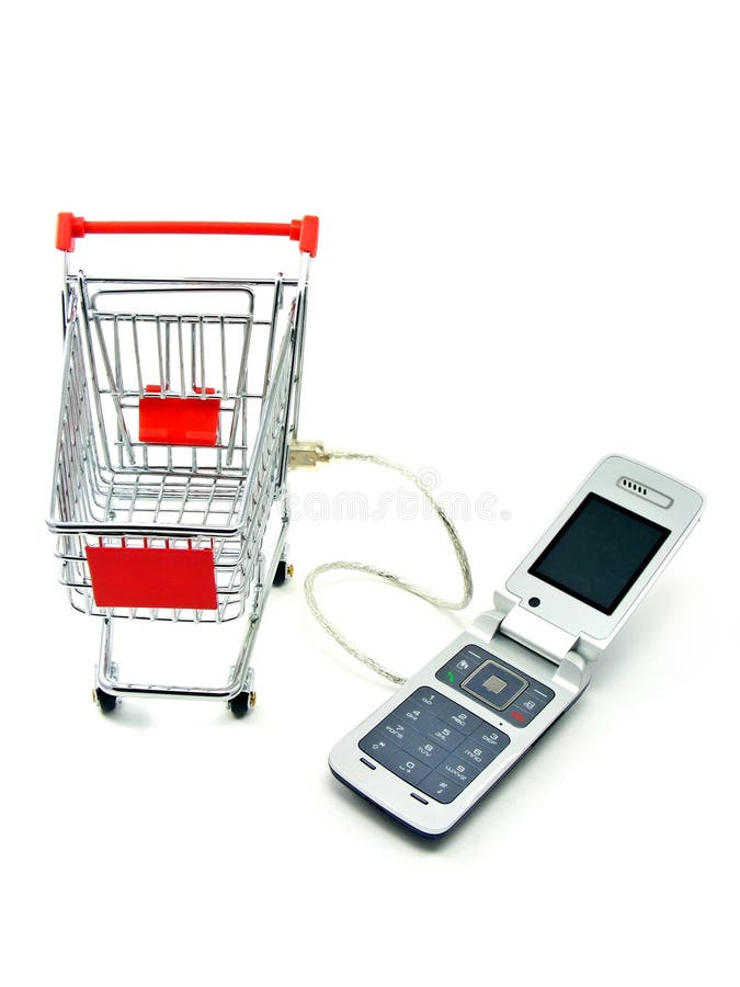 Cell Phone & Shopping Trolley Stock Photo - Image of isolated, phone ...