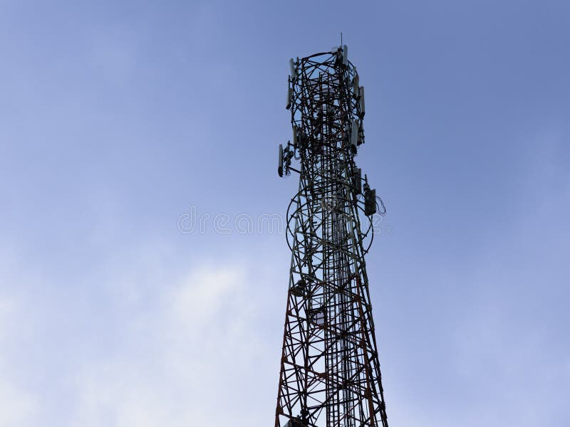 Cell Phone Signal Tower with Beautiful Blue Sky Stock Image - Image of ...