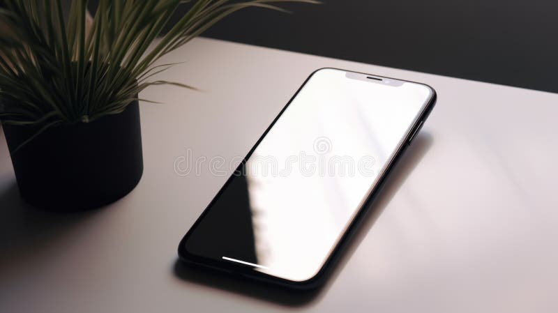 A Cell Phone Sitting on Top of a Table Next To a Plant. AI Generative ...