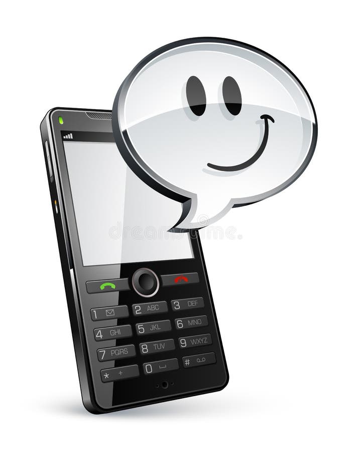 Cell Phone with Speech Bubble Stock Vector - Illustration of text ...