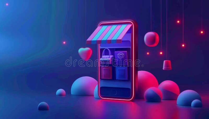 A Cell Phone with a Store Front on it by AI Generated Image Stock ...