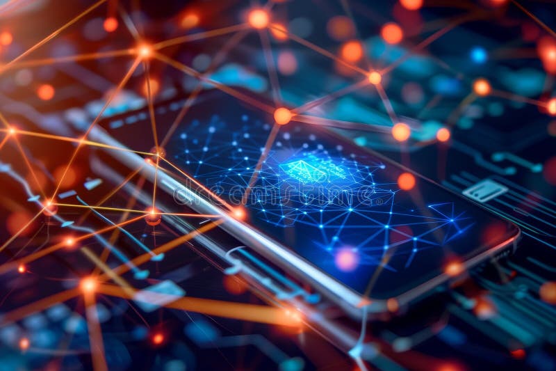 A Cell Phone is Surrounded by a Network of Connected Lines and Dots ...