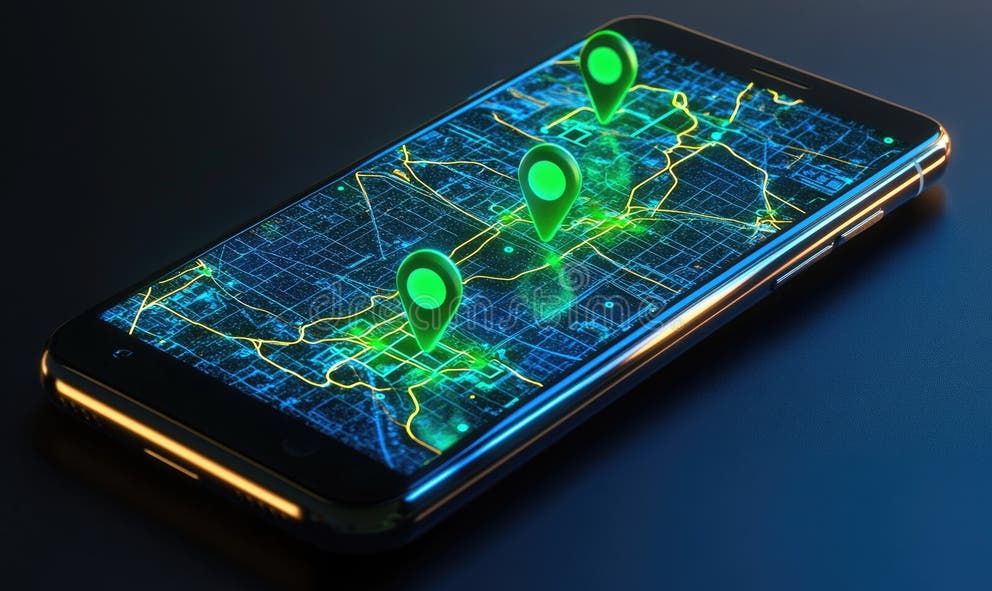 A Cell Phone with Three Green Dots on it Stock Image - Image of display ...