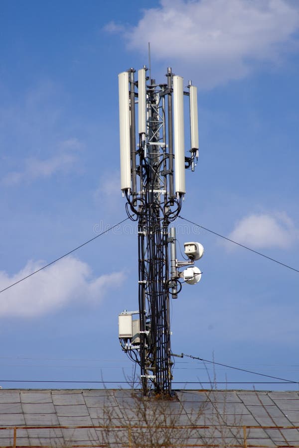 Cell phone tower stock image. Image of media, roof, relay - 14234213