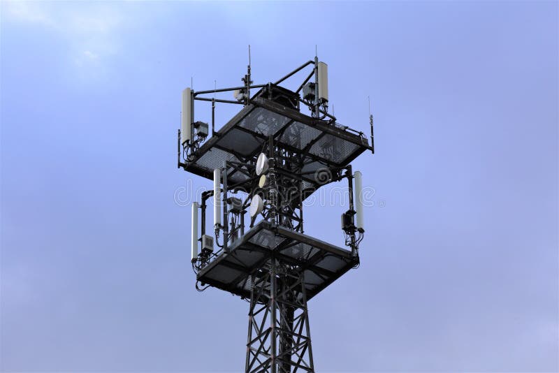 Cell phone tower stock photo. Image of radio, wooden - 213070178