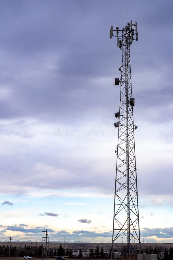 Cell Phone Tower and Communications Antenna at a Natural Park Stock ...