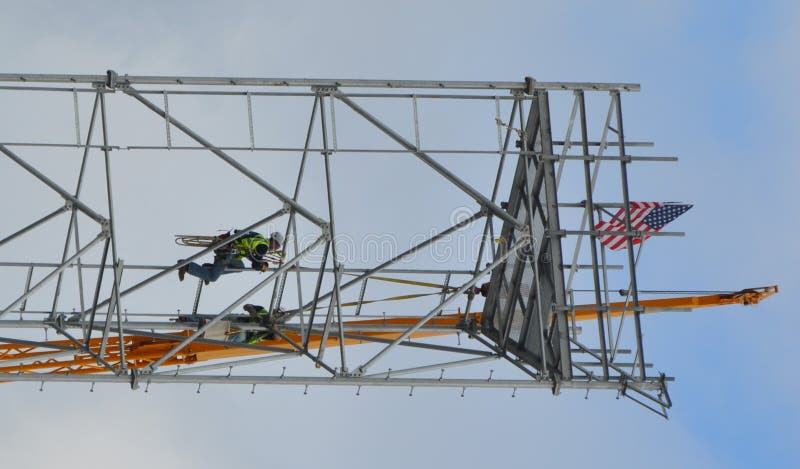 Cell Phone Tower Construction Stock Photo - Image of cell, constructed ...