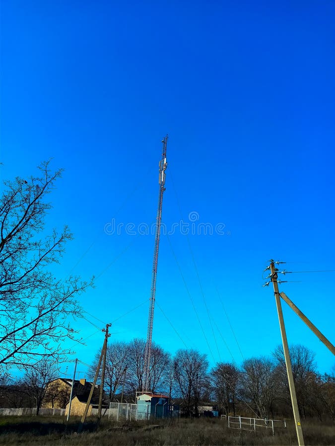 Cell Phone Tower of a Mobile Operator Stock Photo - Image of metal ...